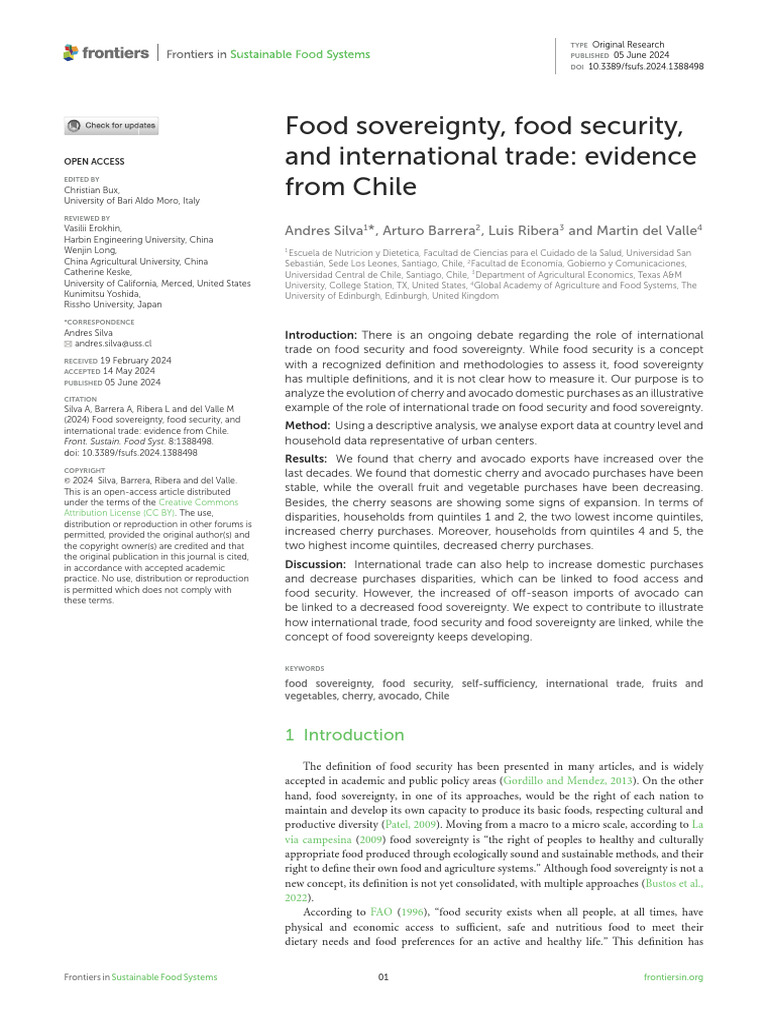 Food Sovereignty, Food Security, and International Trade: Evidence From ...