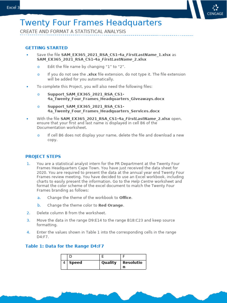 Instructions SAM EX365 2021 RSA CS1-4a | PDF | Microsoft Excel