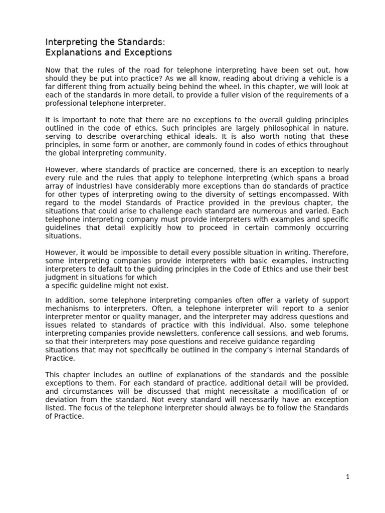 Telephone Interpreting Standards Explained | PDF | Language ...