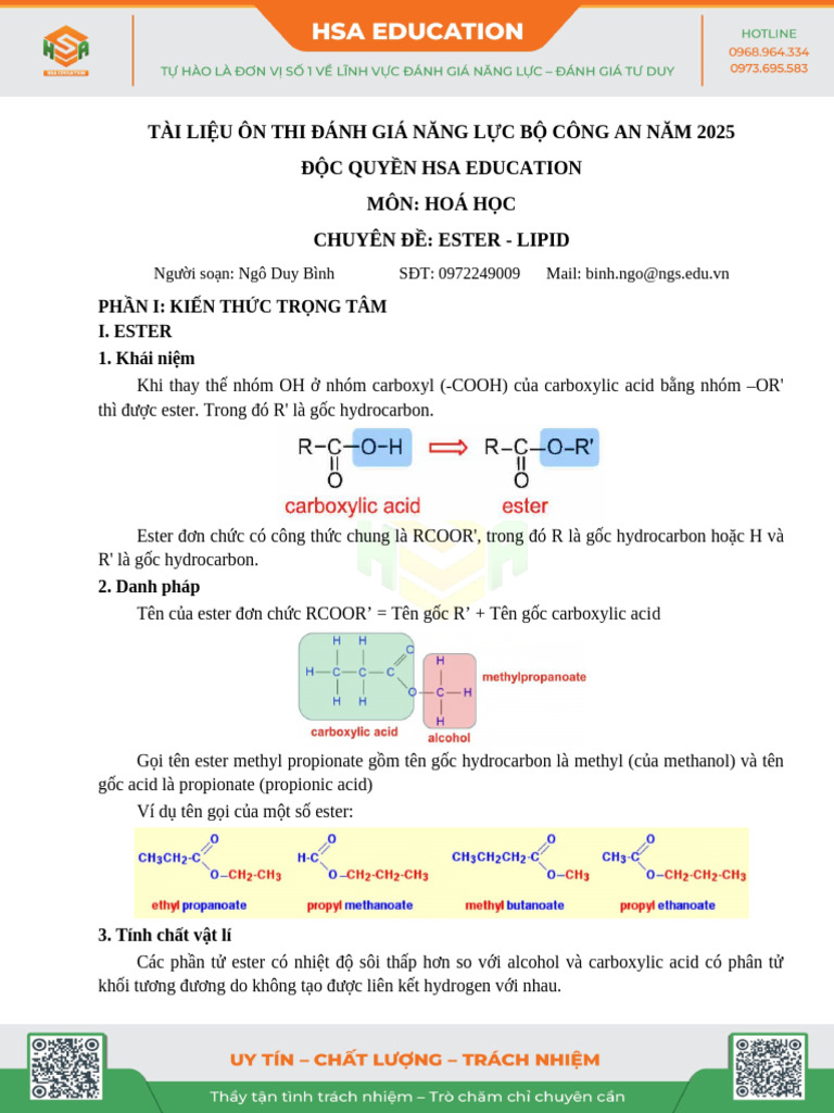 Hsa C6 Hoc Lieu Ester Lipid | PDF