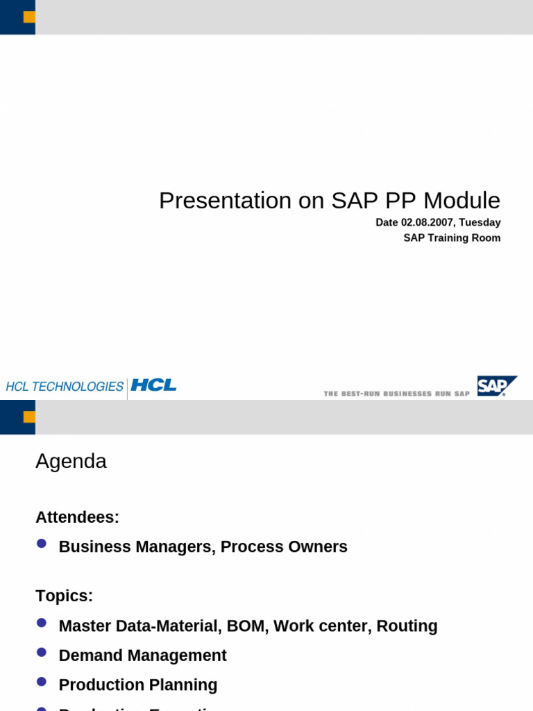 SAP PP Overview | PDF | Business | Production And Manufacturing