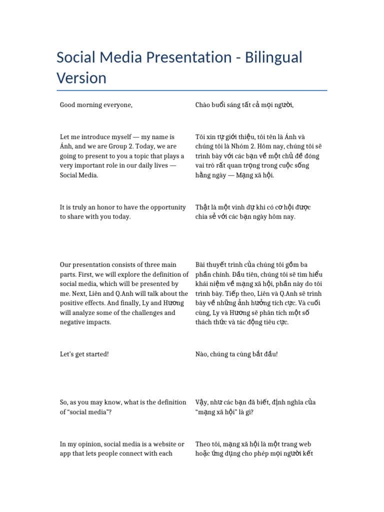 Social Media Bilingual Presentation Final | PDF