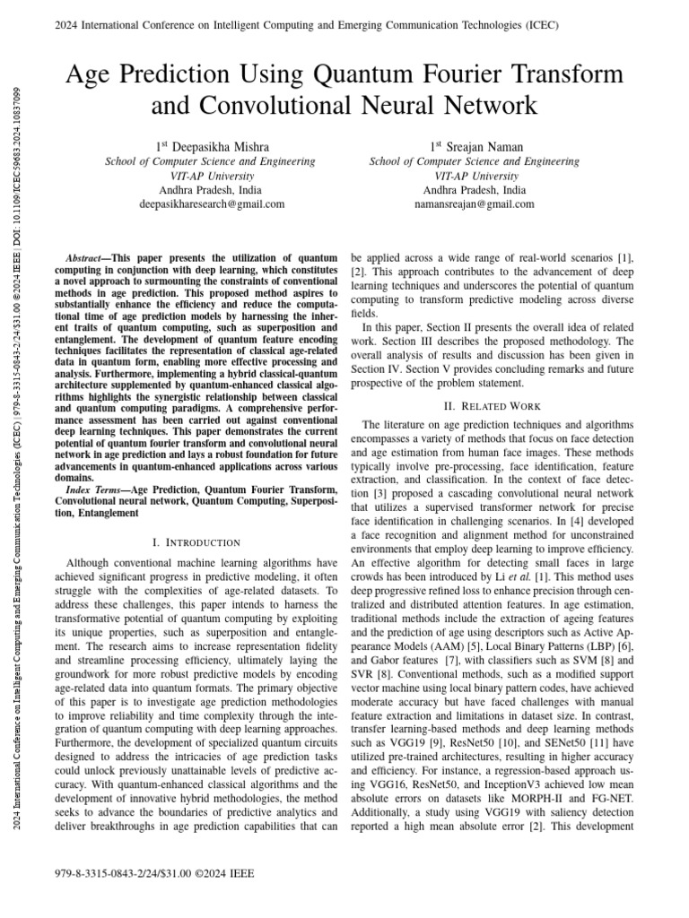 Age Prediction Using Quantum Fourier Transform and Convolutional Neural Network | PDF | Quantum ...