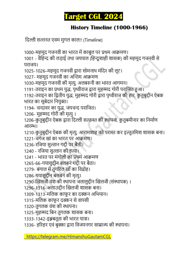 HIstory Timeline (1000-1966) | PDF