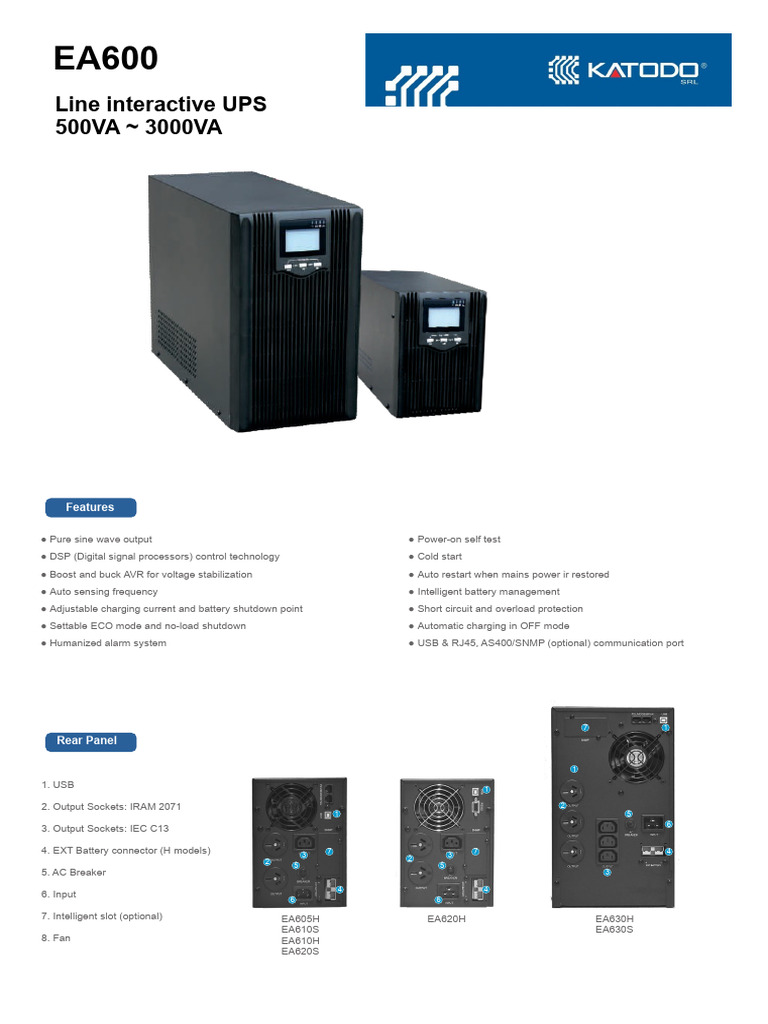 Ficha Técnica EA600 (500VA 3000VA) | PDF | Alternating Current | Power Inverter