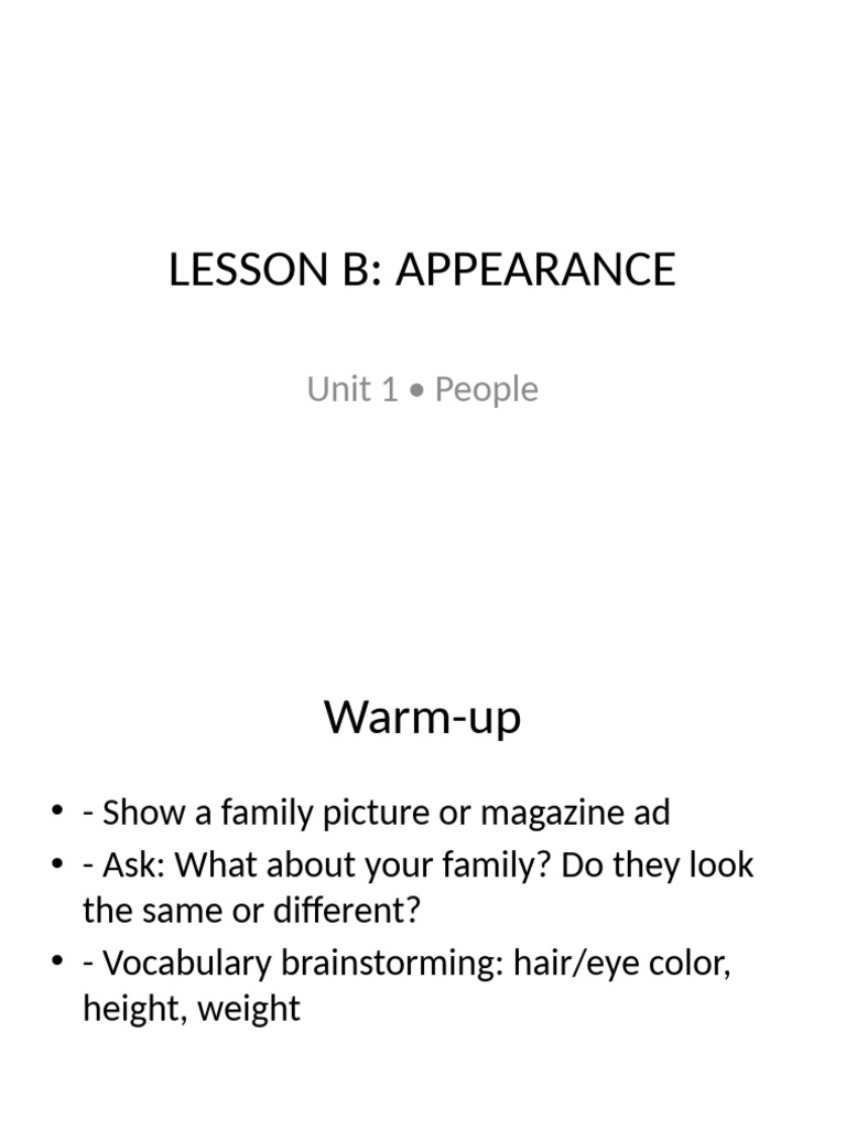 Lesson B Appearance Presentation | PDF