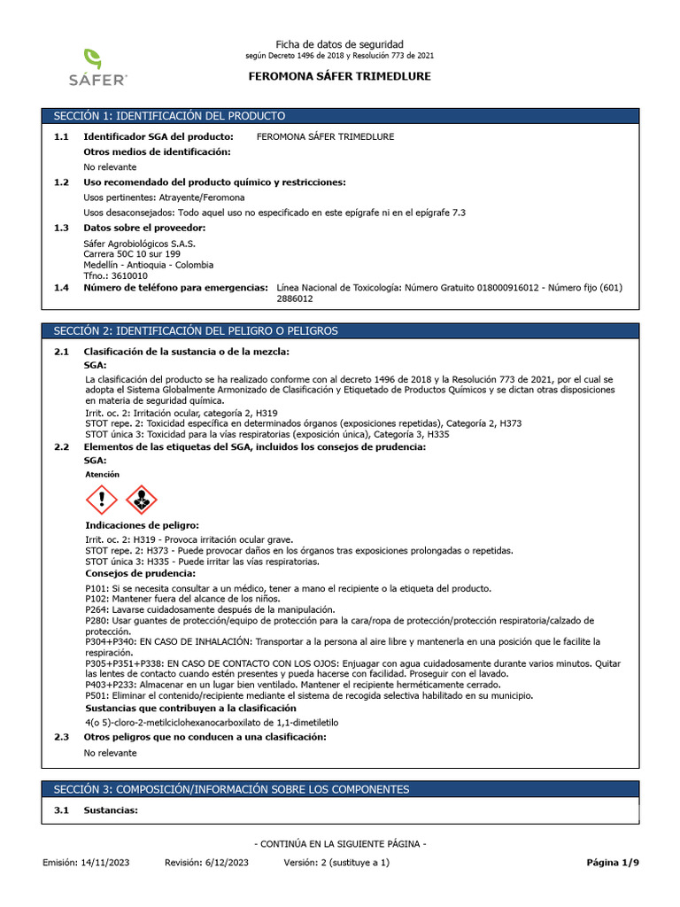 Feromonas Sinteticas | PDF | Seguridad y salud ocupacional