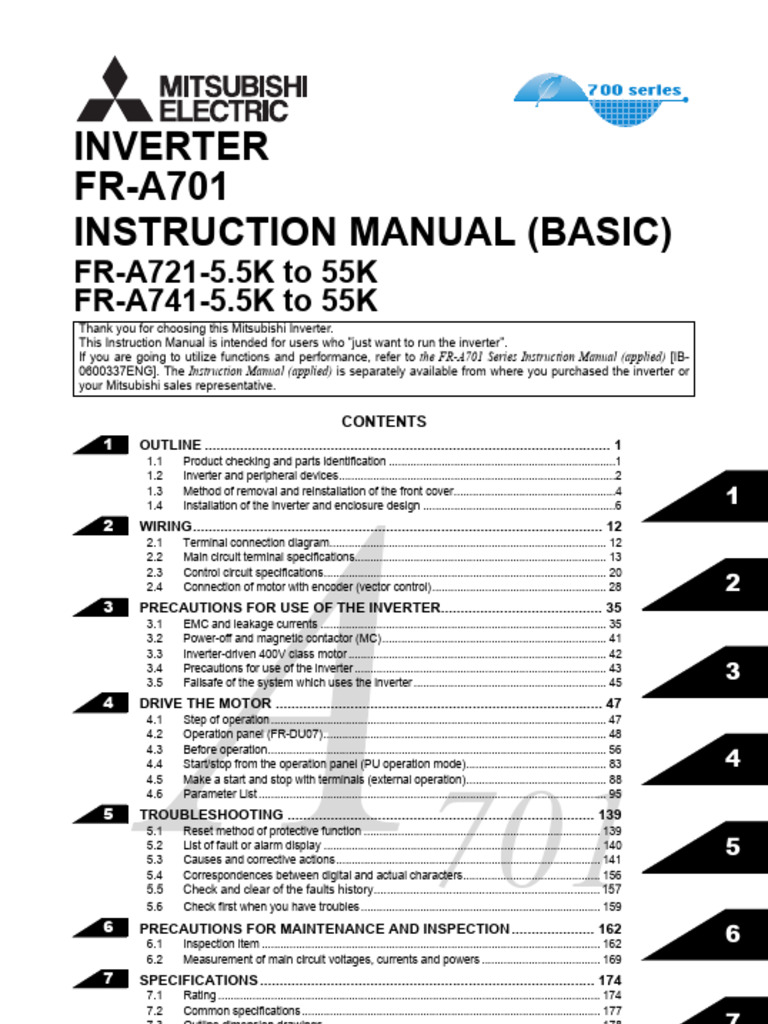 Fr-A701 Instruction Manual (Basic) | PDF | Power Inverter | Electrical ...