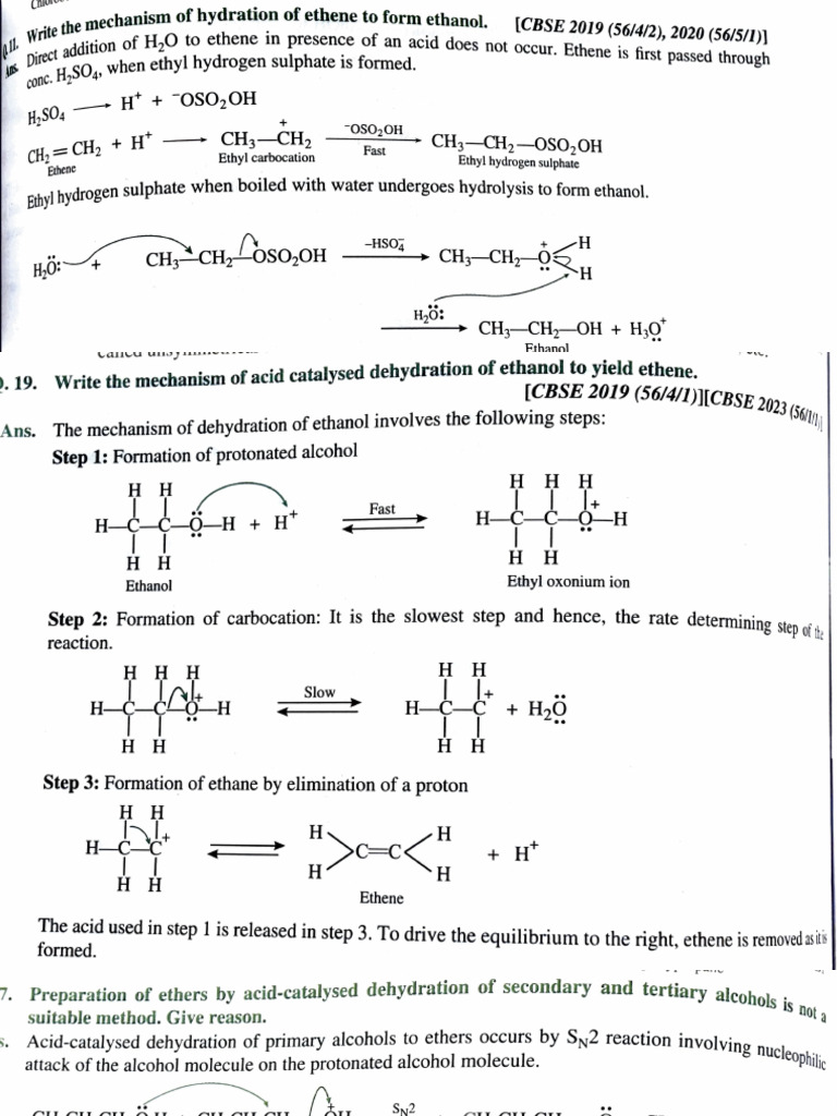 Chemistry 12alcohol Phenol and Ethet Important Mechanism | PDF ...