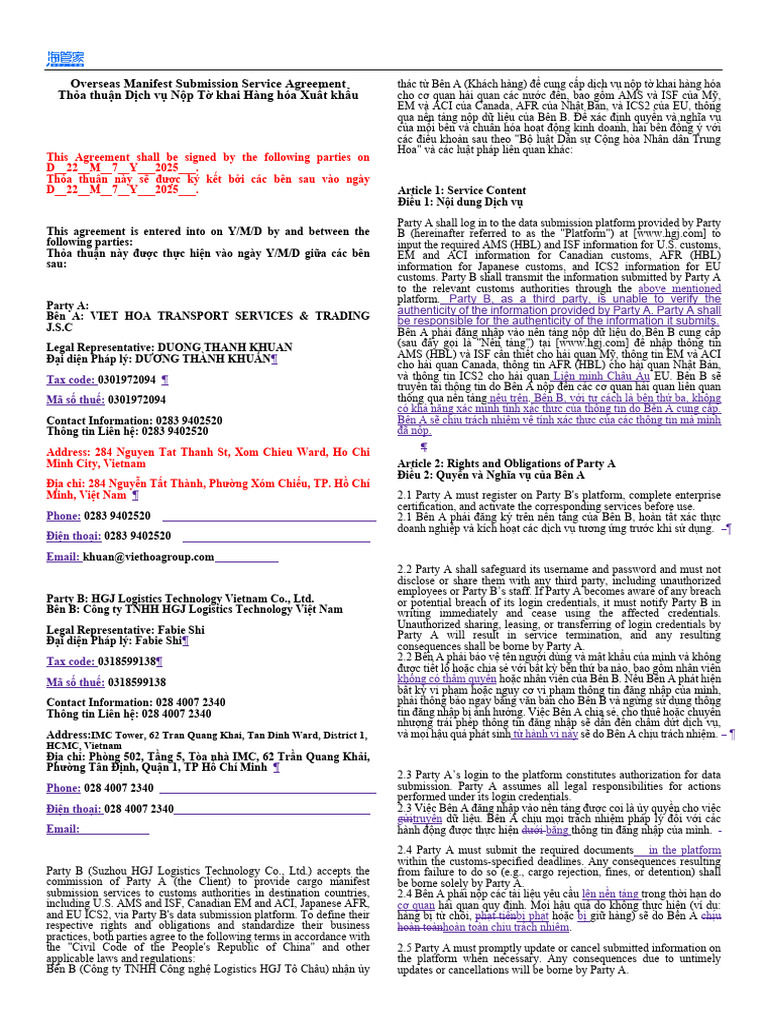 Contract HGJ X Viet Hoa Final | PDF