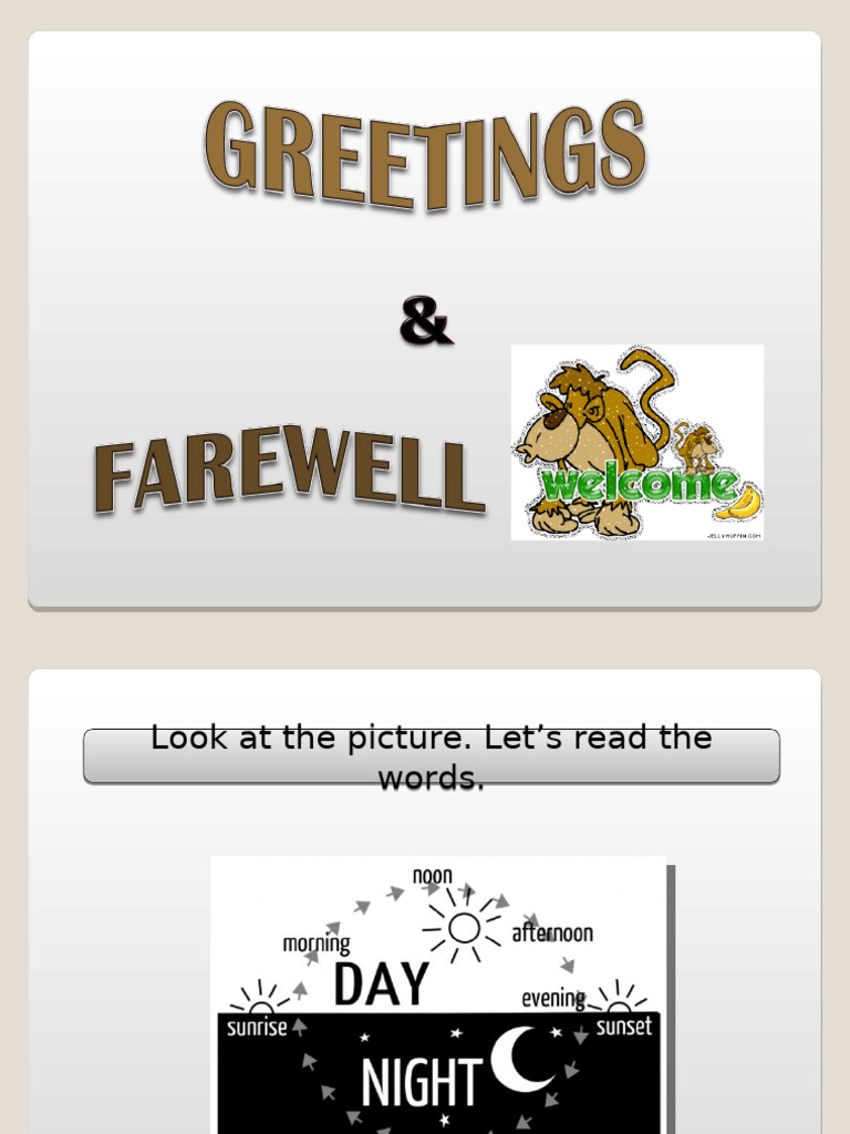 Greetings Farewell PPT Fun Activities Games 7742 | PDF