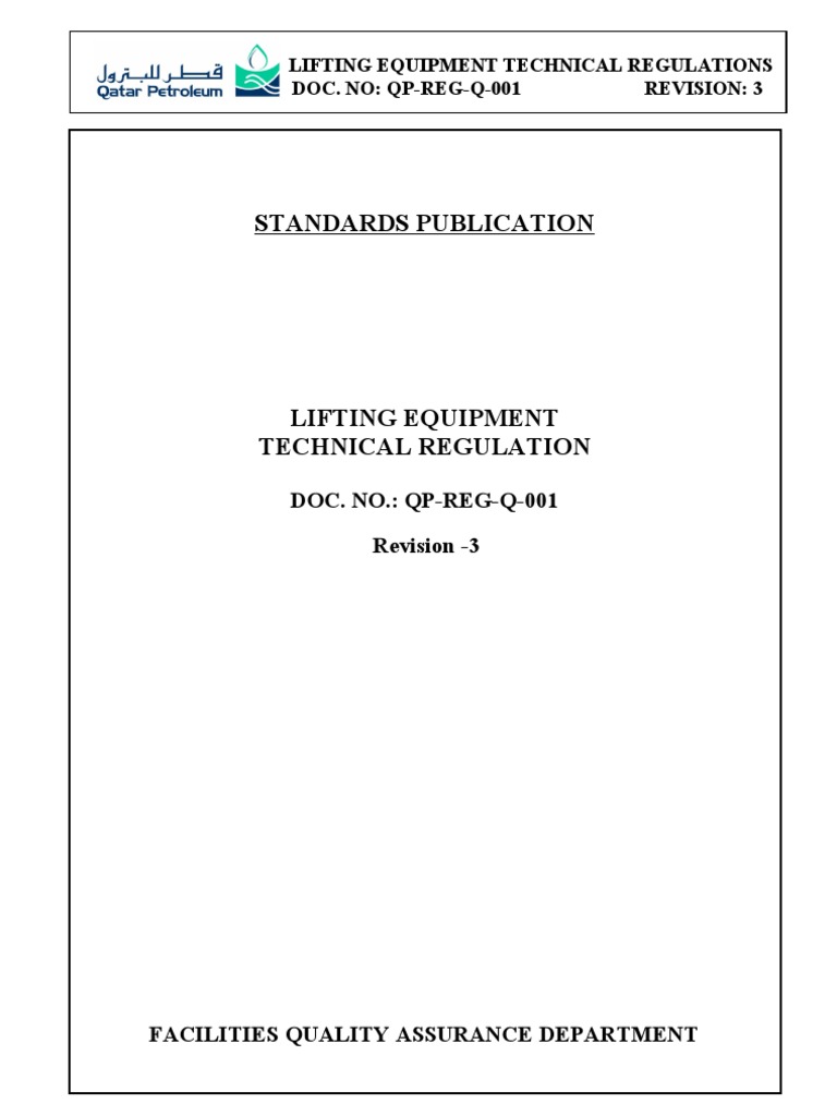Lifting Equipment Technical Regulations | PDF | Crane (Machine) | Elevator