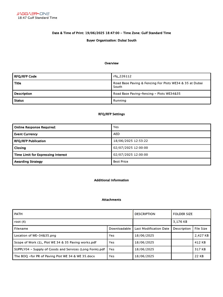 Paving & Fencing RFQ for Dubai South | PDF | Prices | Taxes