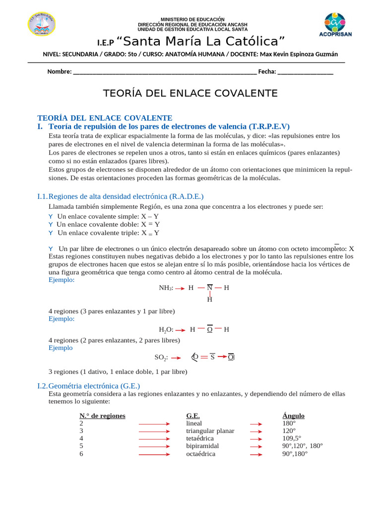 Teoría del Enlace Covalente en Química | PDF | Polaridad química ...