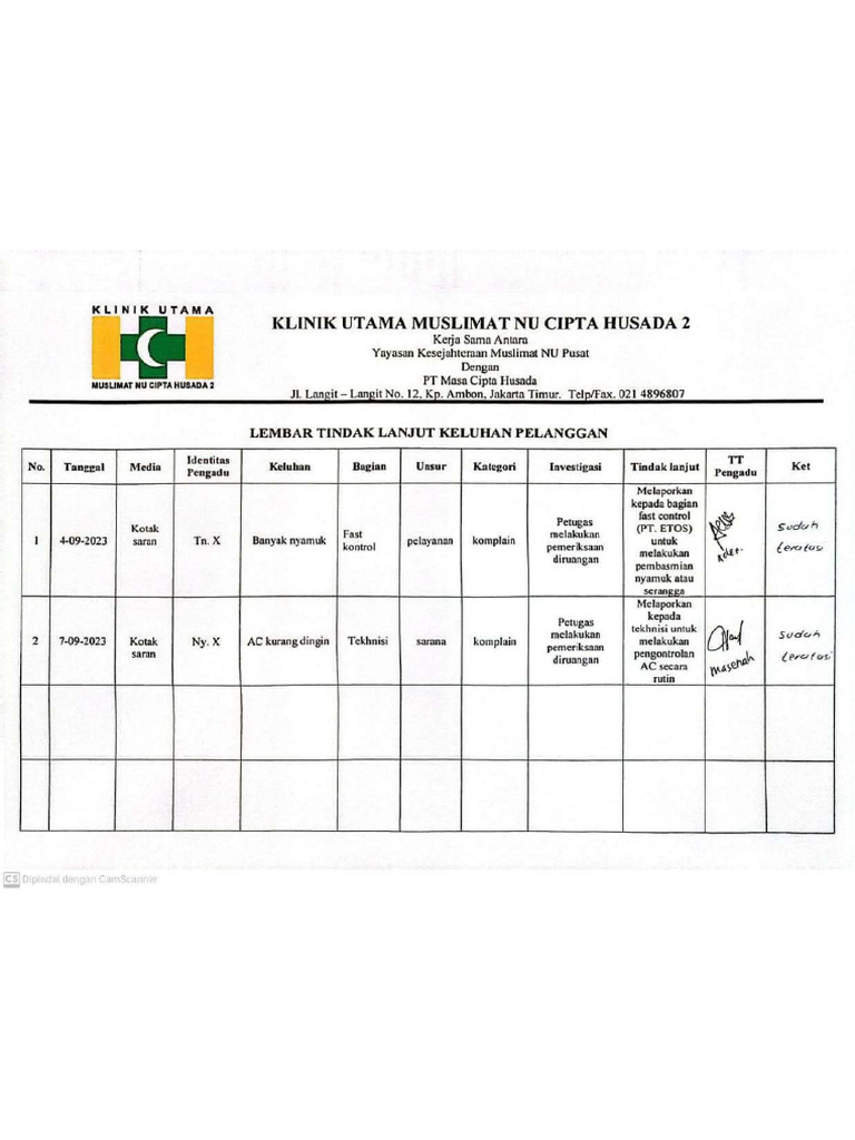 Dokumen Bukti Pengaduan Dan Tindak Lanjut | PDF