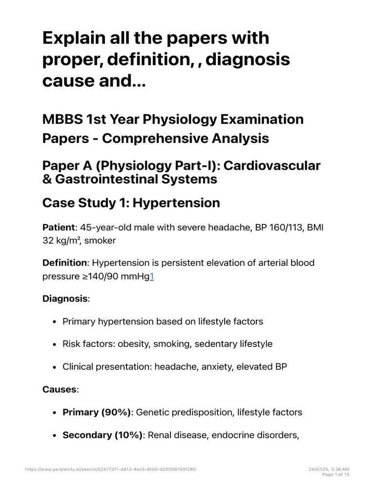 Explain All The Papers With Proper, Definition,, Diagnosis Cause And ...