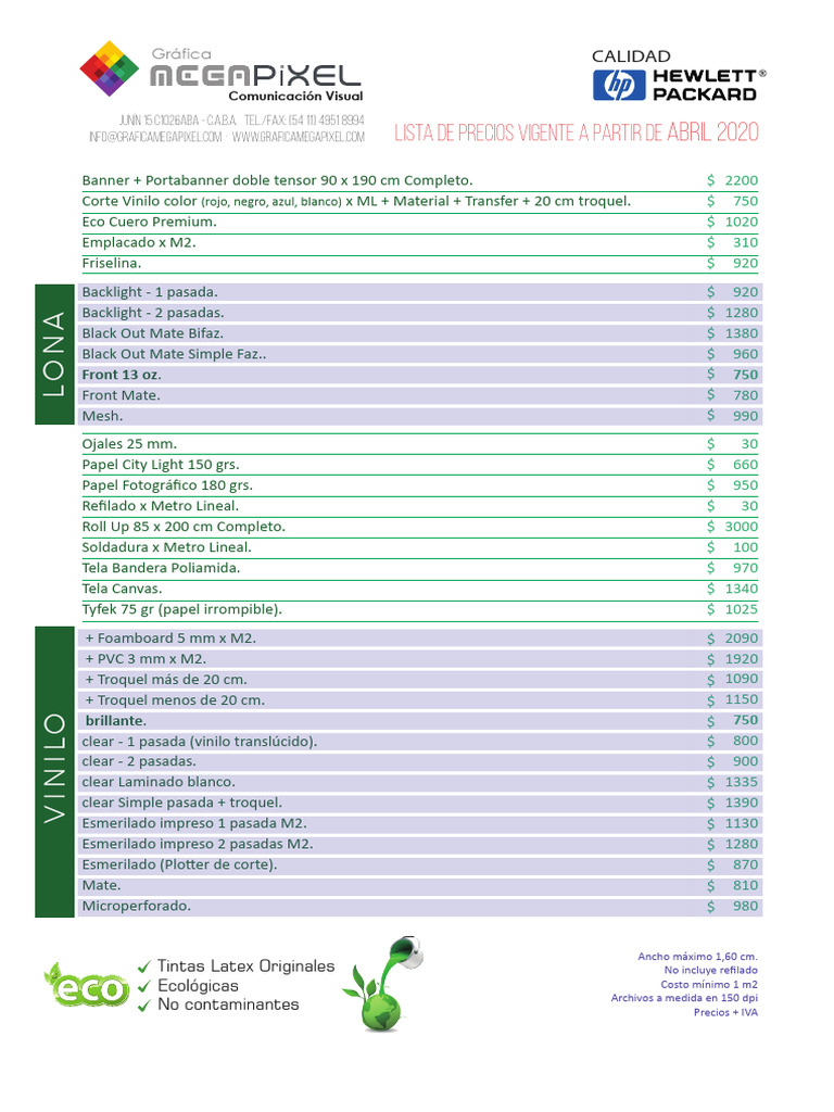 Lista de Precios AL PUBLICO 2020 | PDF