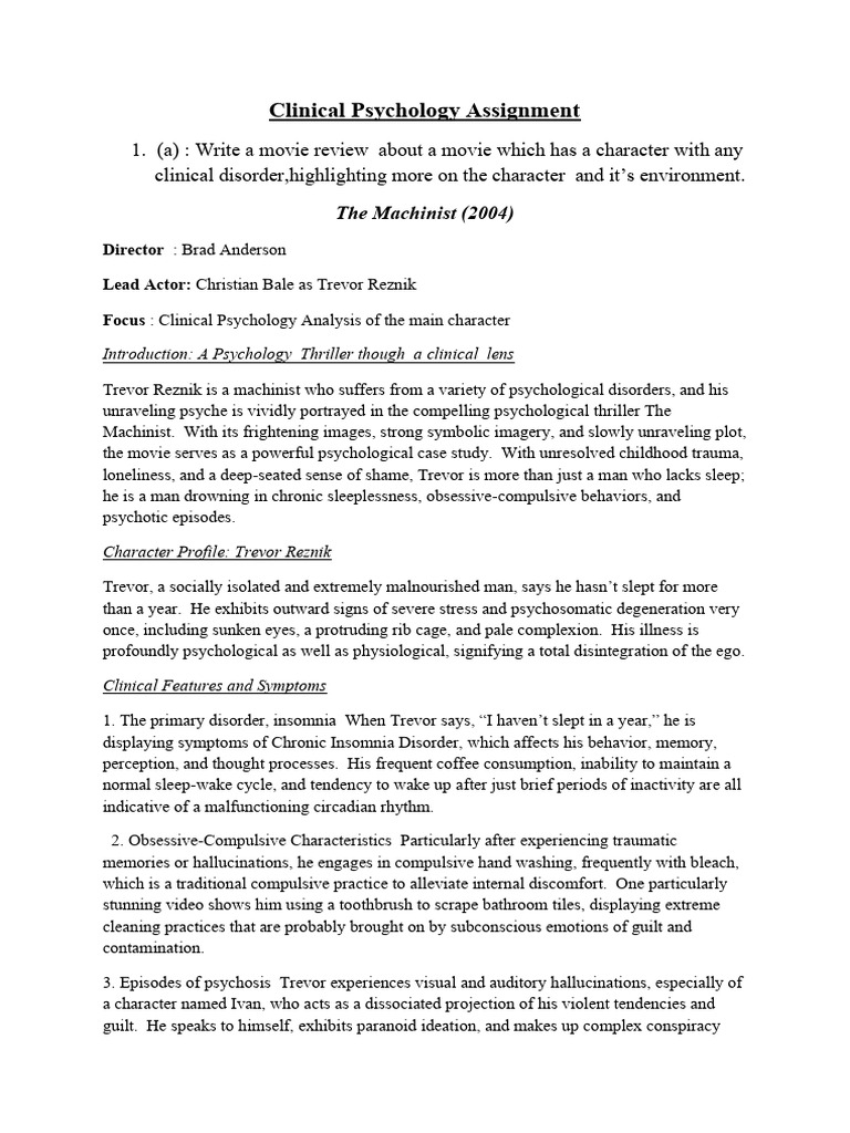 Clinical Psychology Assignment | PDF | Psychosis | Mental Disorder