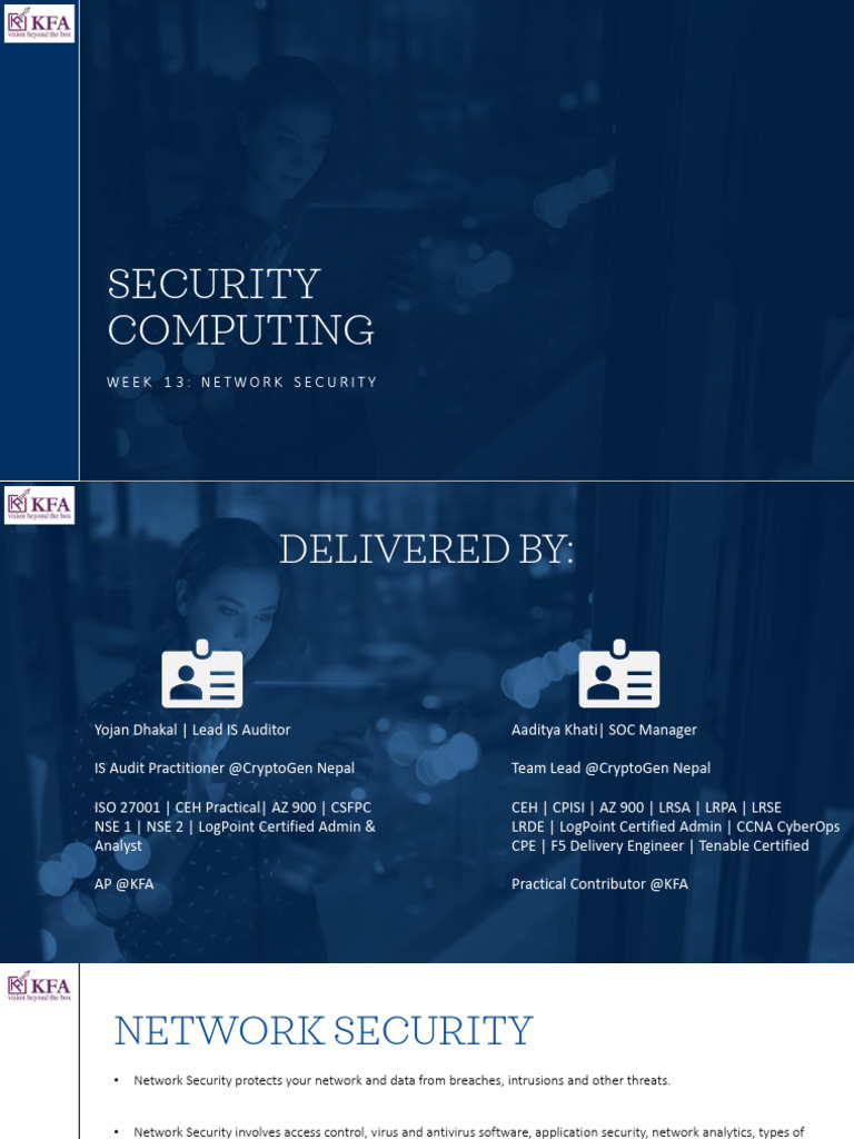 KFA SCT 115 Security Computing Week 13 Network Security | PDF ...