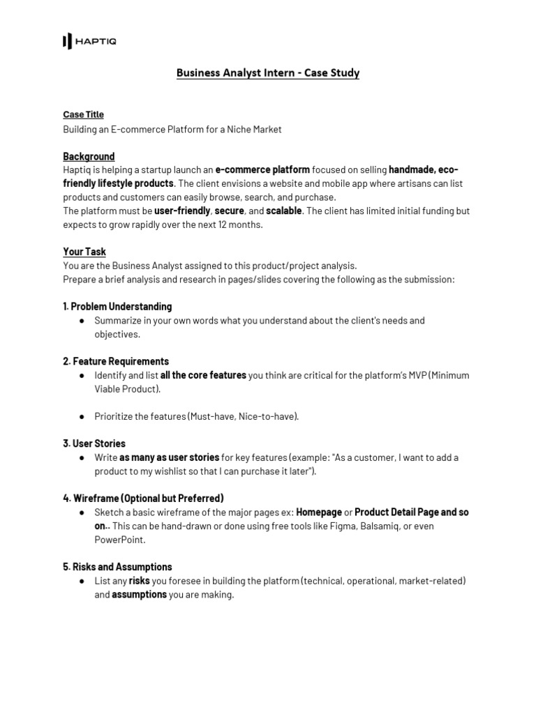 Business Analyst Intern Case Study | PDF