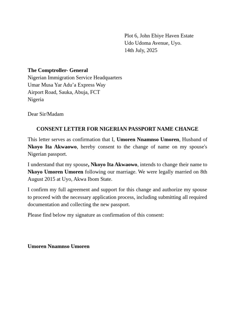 Consent Letter Sample | PDF