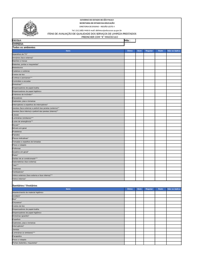 New Planilha Limpeza Escolar v2 1 | PDF