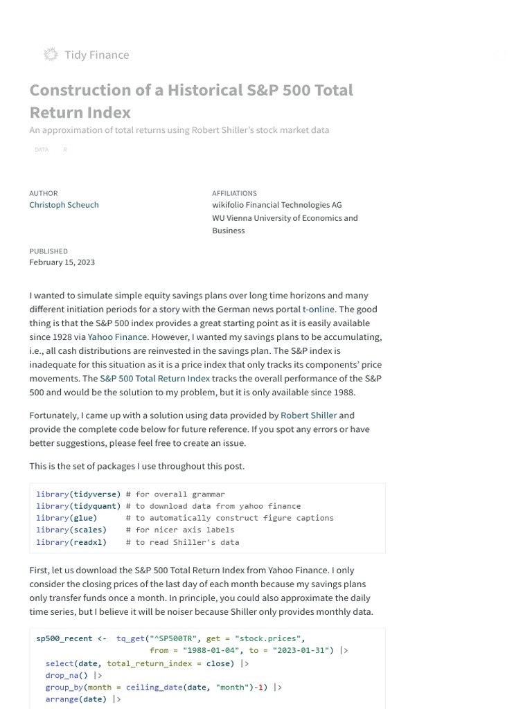 Historical S&P 500 Total Return Data | PDF | Price Indices | Dividend