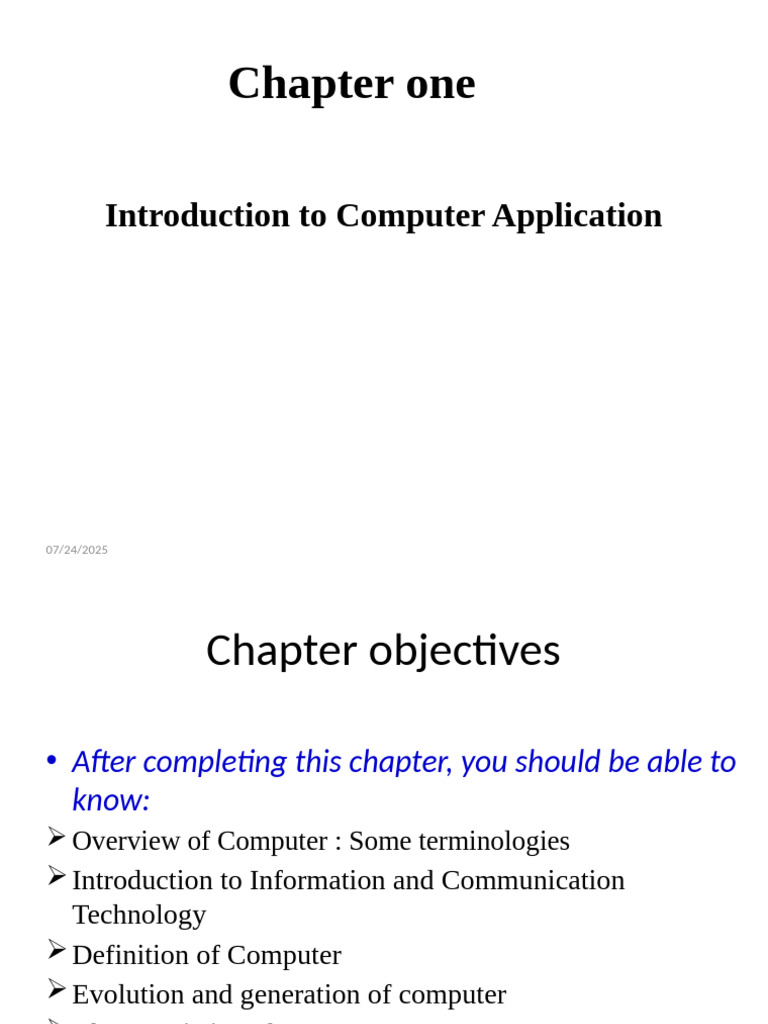 Introduction To Computer Chapter One 2017 | PDF | Information | Microcomputers