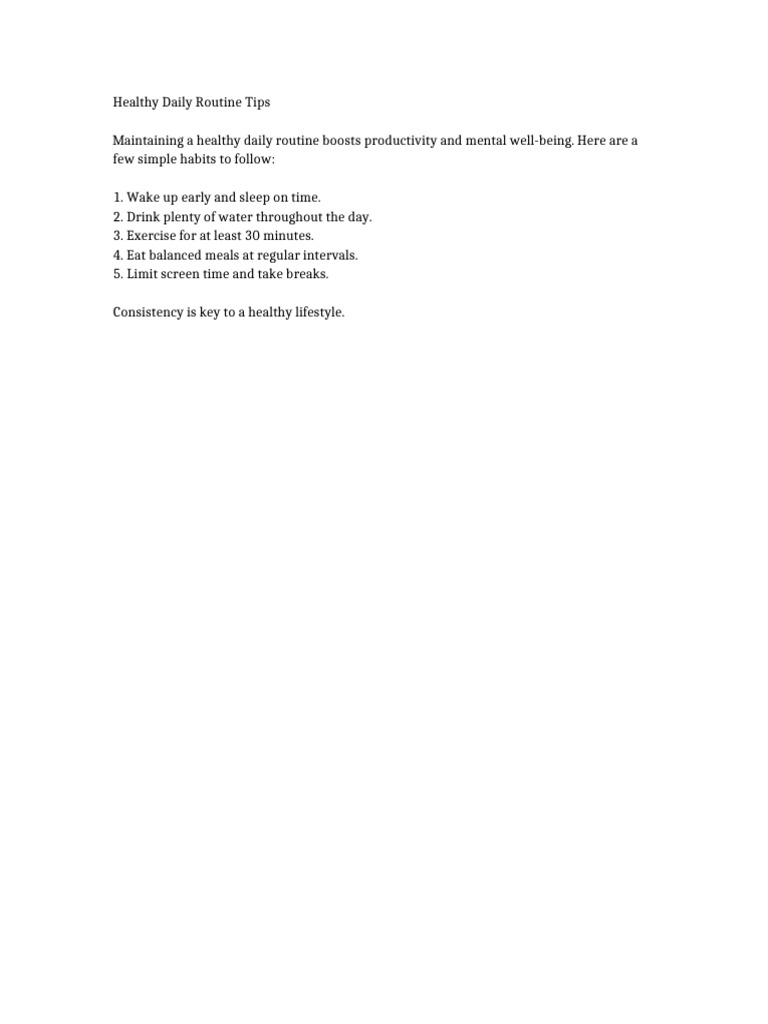 2 Healthy Daily Routine Tips | PDF