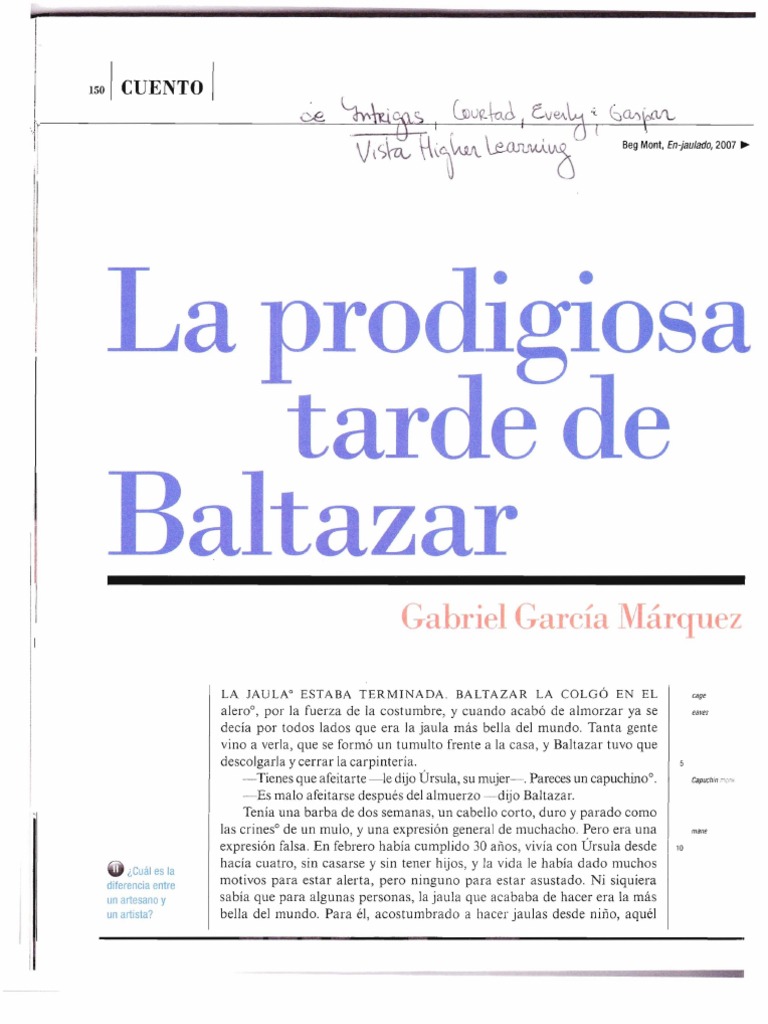 La Prodigiosa Tarde de Baltazar - Garcia Marquez | PDF | Comida y bebida | Alimentos