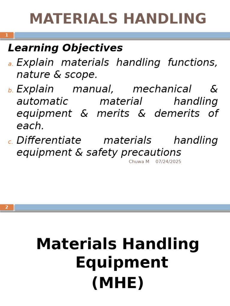Materials Handling Equipment Overview | PDF | Crane (Machine) | Forklift