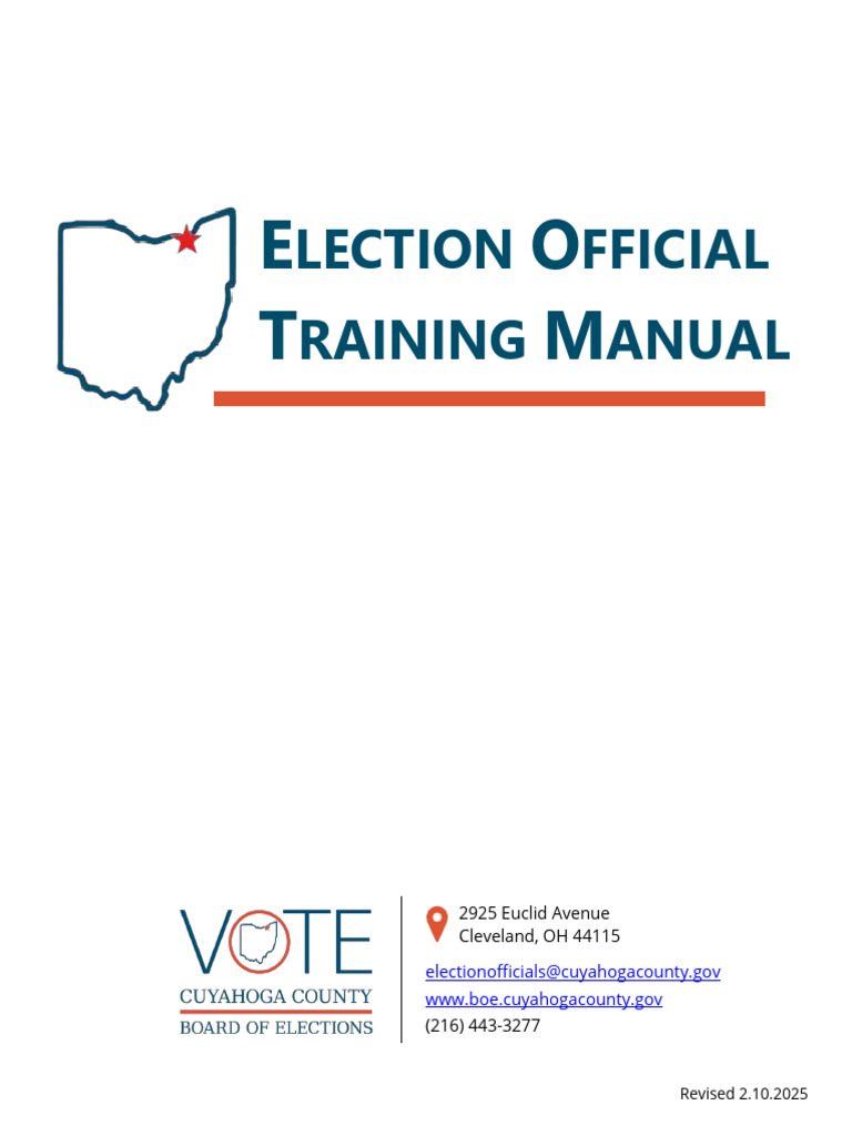 PEO 4005 - Election Official Training Manual - 2.10.25 | PDF | Ballot ...