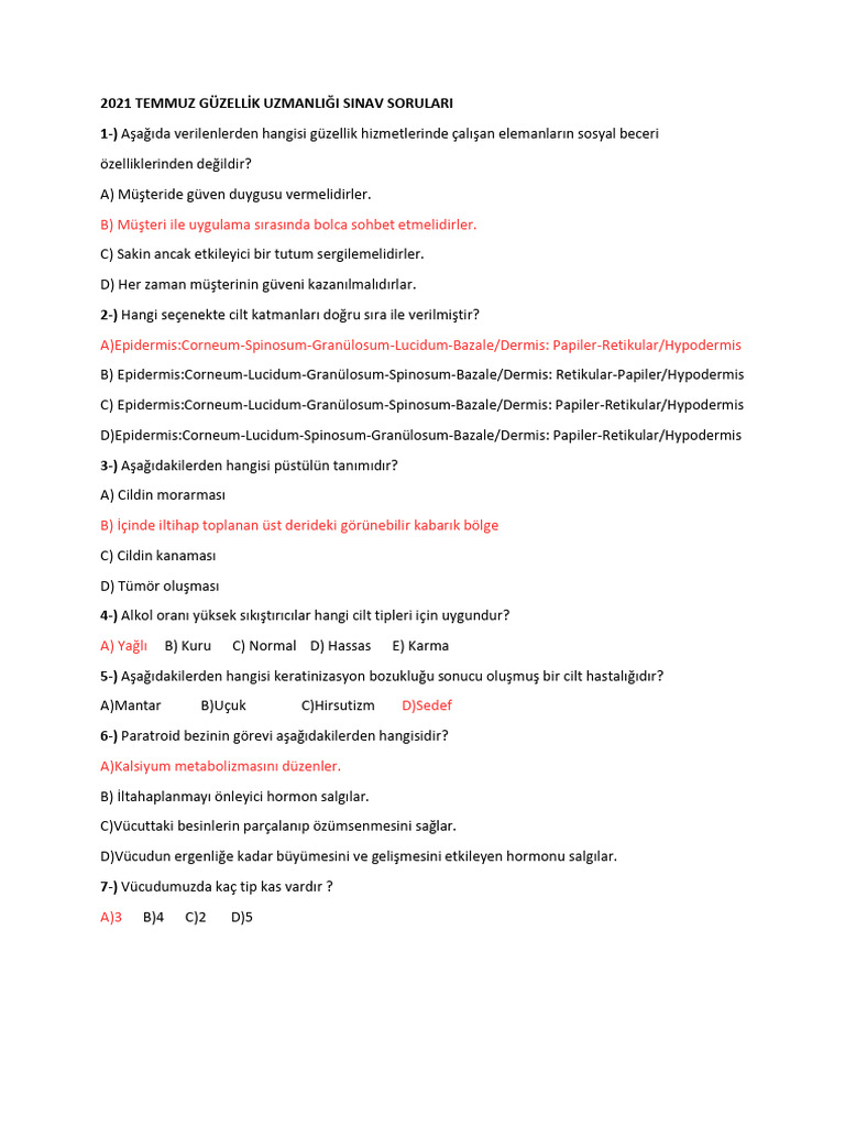 04 Temmuz 2021 Sinav Sorulari | PDF
