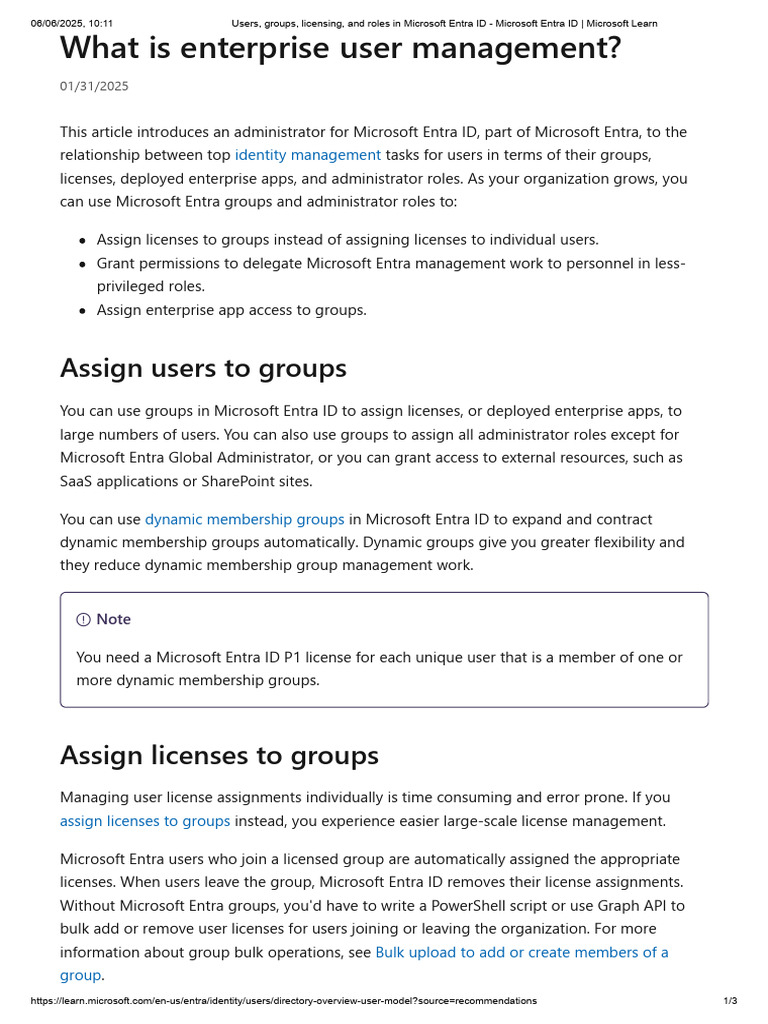 Users, Groups, Licensing, and Roles in Microsoft Entra ID - Microsoft Entra ID - Microsoft Learn ...