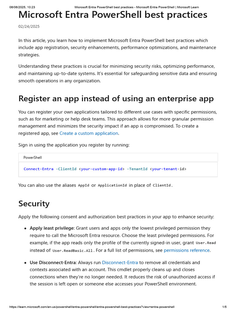 Microsoft Entra PowerShell Best Practices - Microsoft Entra PowerShell - Microsoft Learn | PDF ...