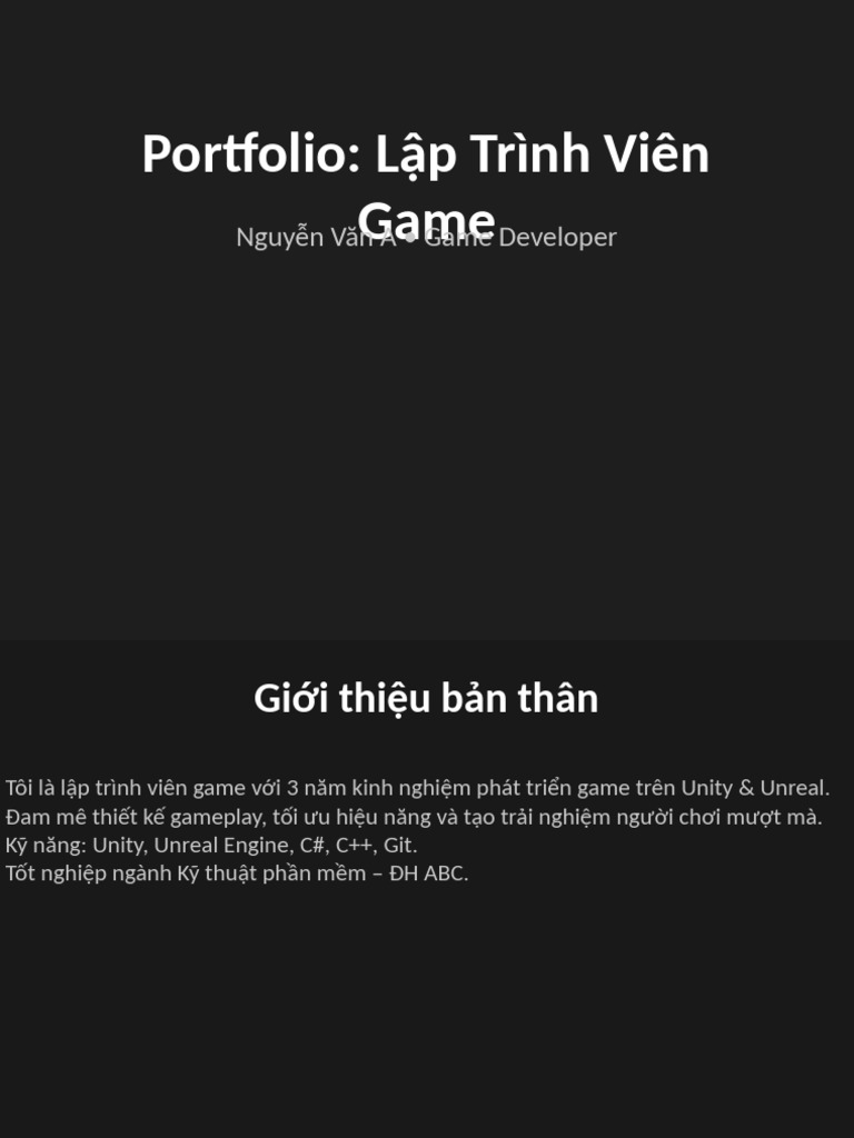 Portfolio Game Dev Dark VI | PDF