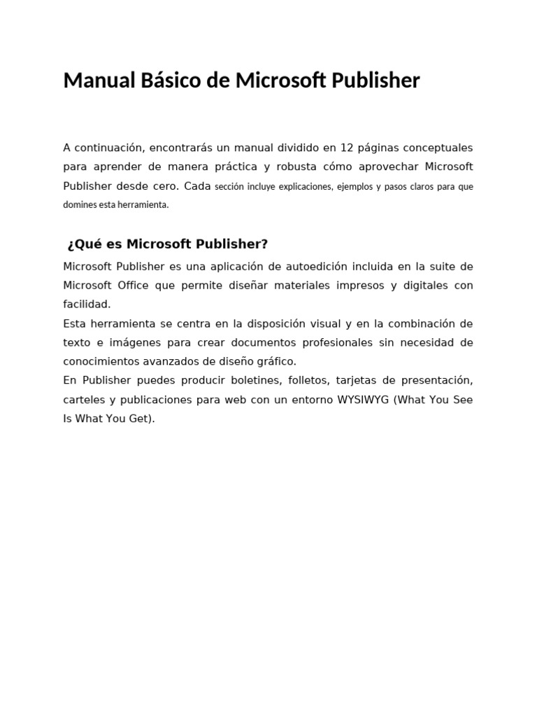 Manual Básico de Microsoft Publisher | PDF | Microsoft | Informática