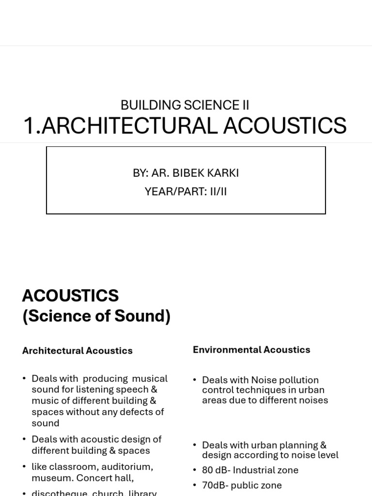 Architectural Acoustics | PDF | Noise | Sound