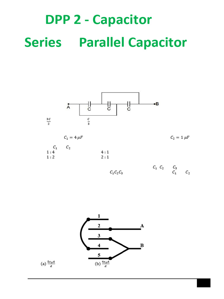 DPP-2 Capacitor - Combination of Series and Parallel Capacitor | PDF | Capacitance | Capacitor
