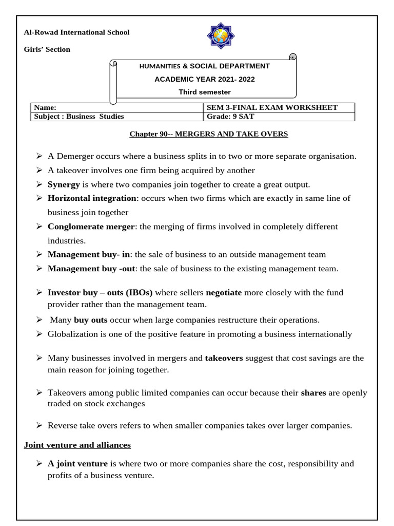 9 Sat Final Edited Worksheet | PDF | Mergers And Acquisitions ...