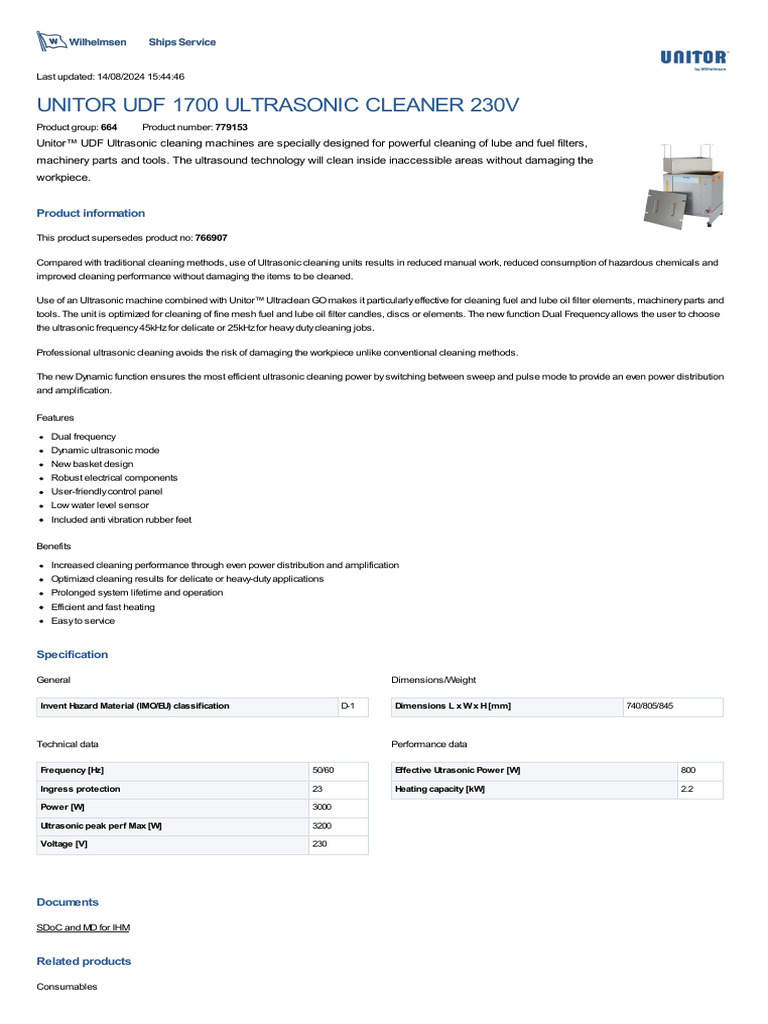 Unitor UDF 1700 Ultrasonic Cleaner Guide | PDF | Ultrasound | Mains ...