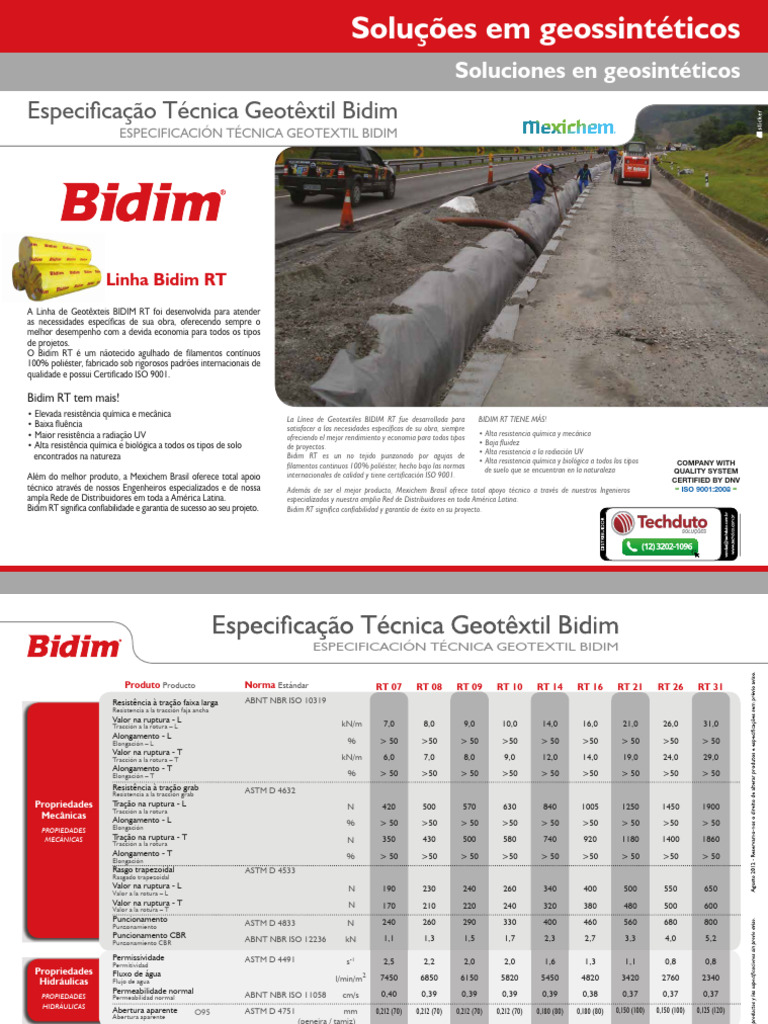 Especificación Técnica Bidim Geotextil | PDF