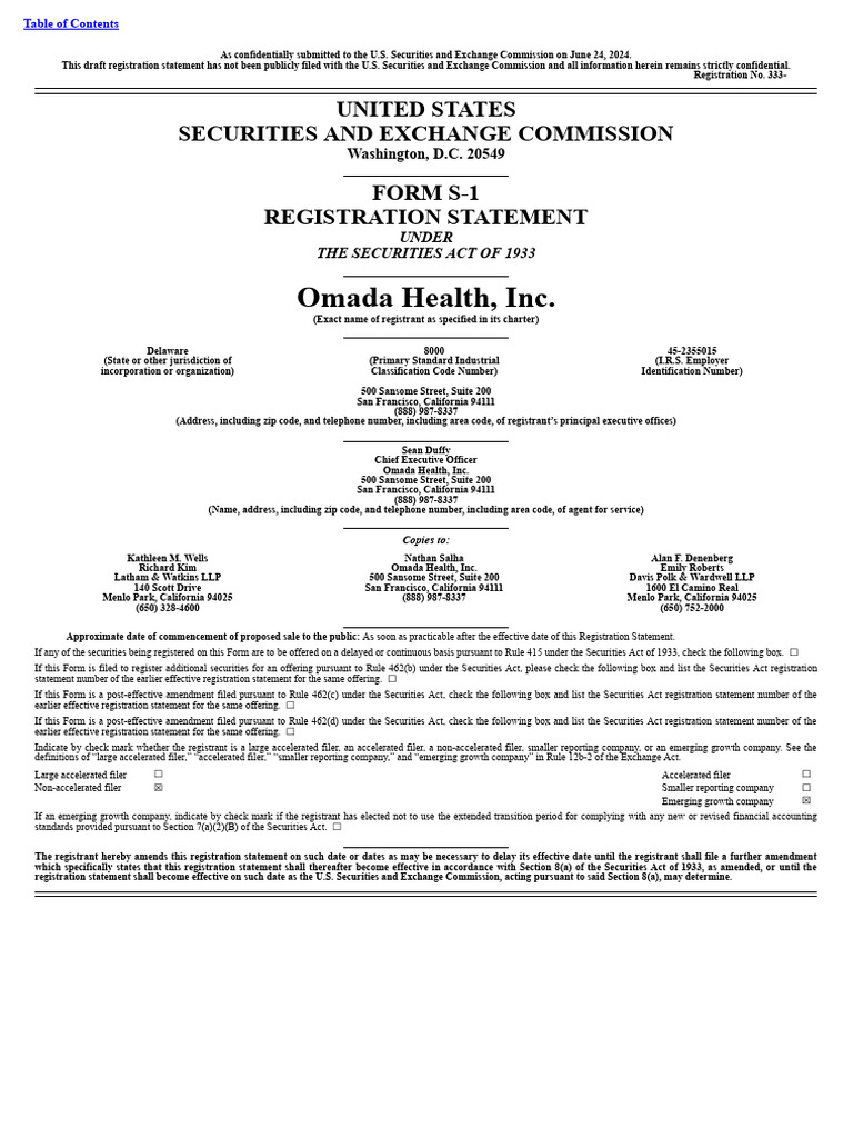 Omada Health, Inc.: United States Securities and Exchange Commission ...