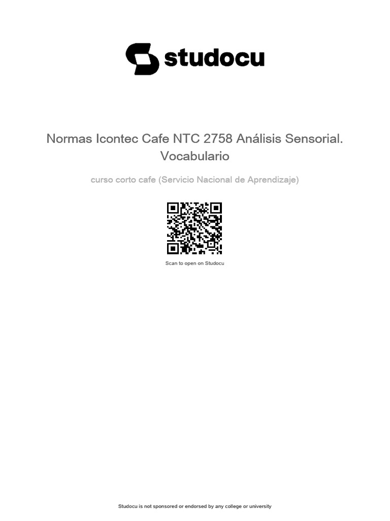 Normas NTC 2758: Análisis Sensorial Café | PDF | café | Gusto