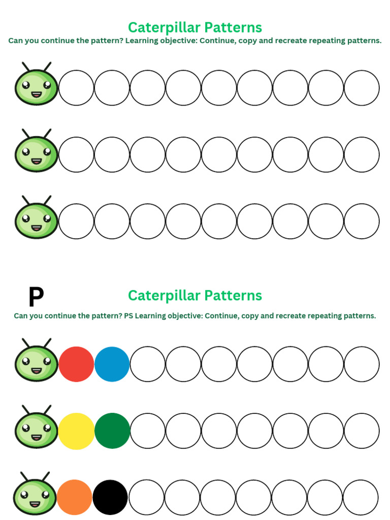 Caterpillar Pattern Continuation Guide | PDF