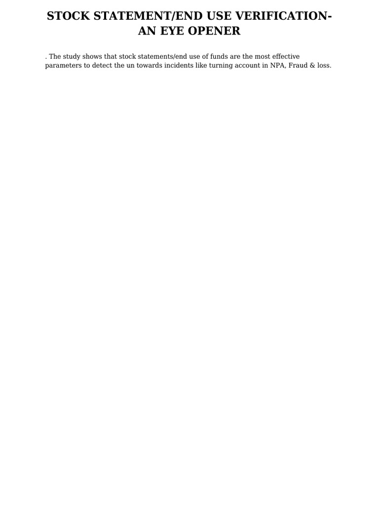 Stock Statement Verification Insights | PDF | Audit | Stocks