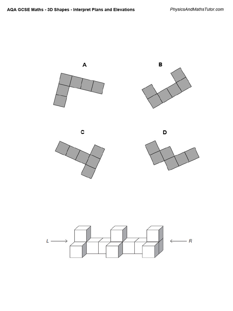 3D Shapes - Interpret Plans and Elevations QP | PDF