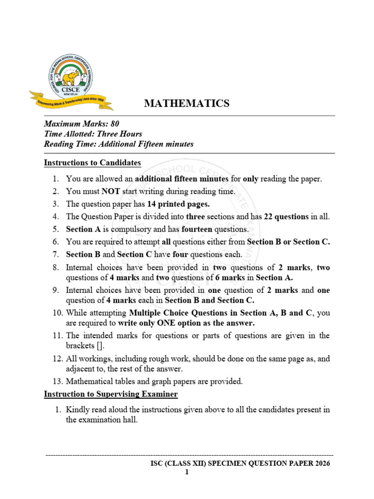 860 Mathematics SQP Ak | PDF | Matrix (Mathematics) | Slope