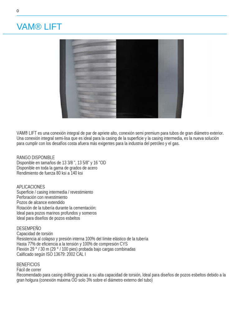 Conexión VAM® LIFT para Casing Offshore | PDF