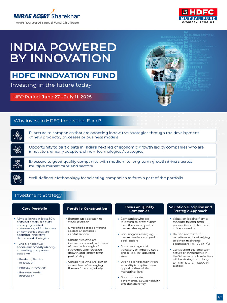 HDFC Innovation Fund With Ma Sherkhan - Leaflet - Jun 2025-2pager | PDF | Innovation | Investing